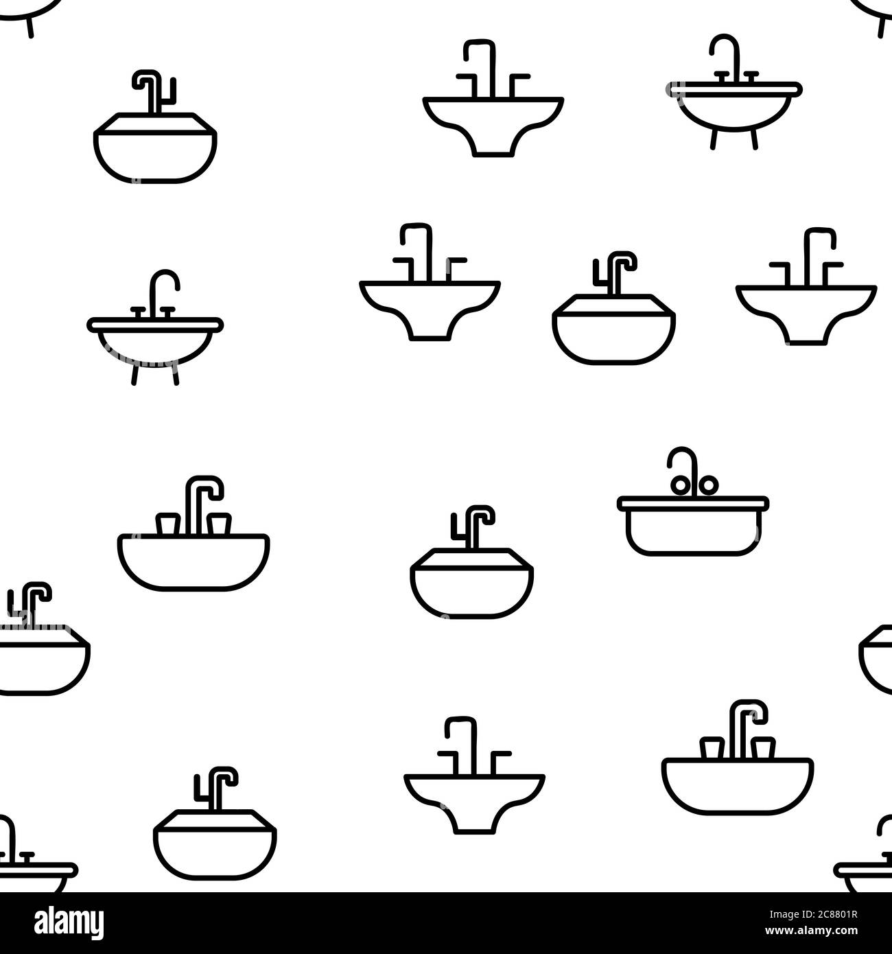 Sink Ceramic Bathroom Vector Seamless Pattern Stock Vector Image & Art ...