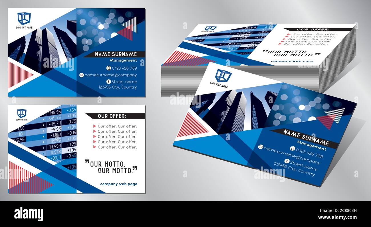 Business card template (85x55 mm) - modern office buildings ...