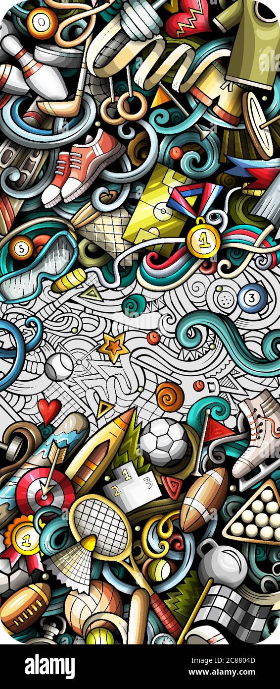 Sports hand drawn doodle banner. Cartoon detailed flyer Stock Vector ...