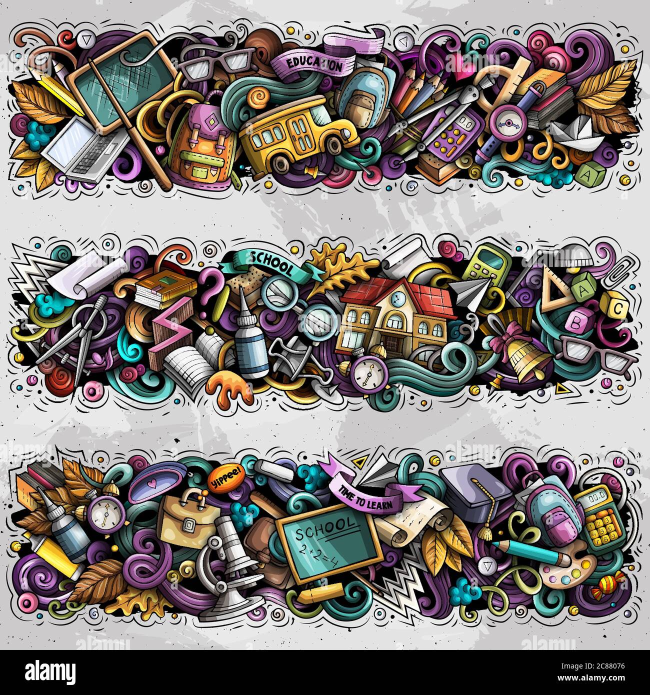 Cute element school doodles hi-res stock photography and images - Alamy