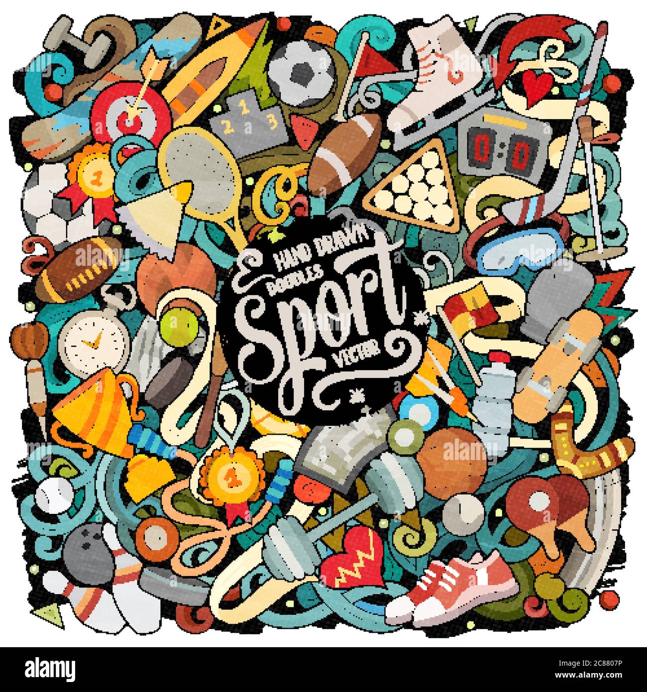 Sports hand drawn vector doodles illustration. Activities poster design ...