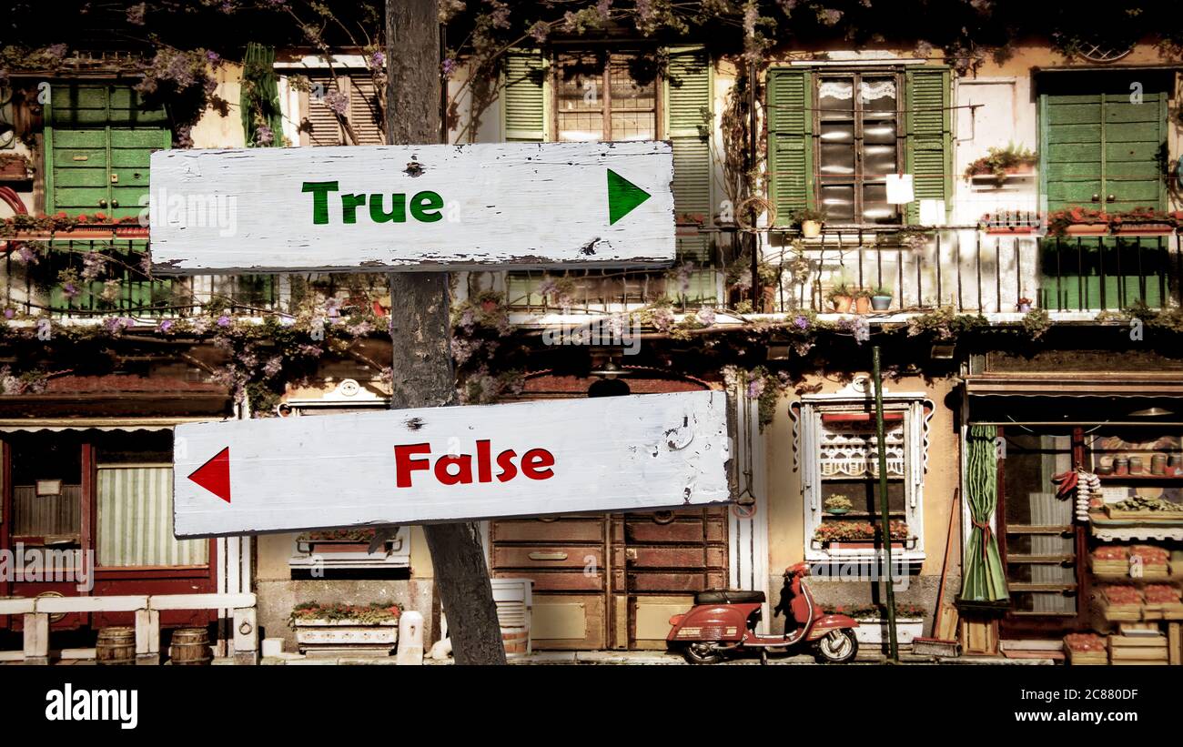 Street Sign the Direction Way to True versus False Stock Photo - Alamy