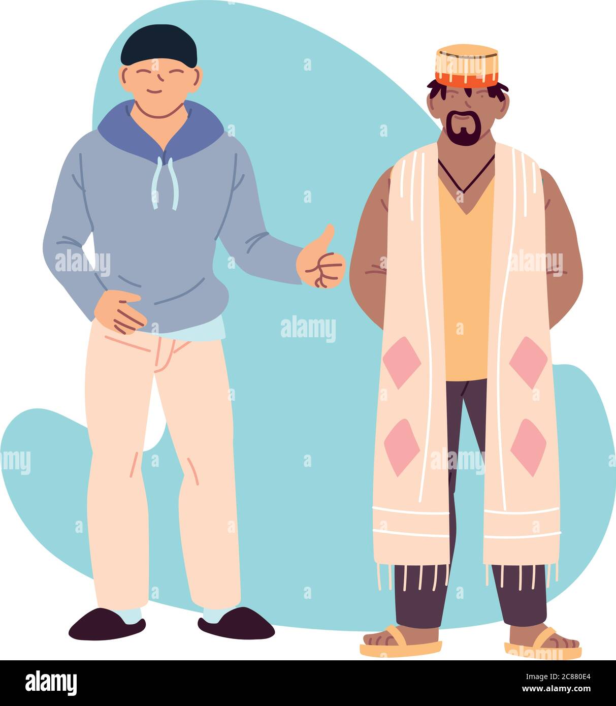 african and asian men cartoons design, Cultural and friendship ...