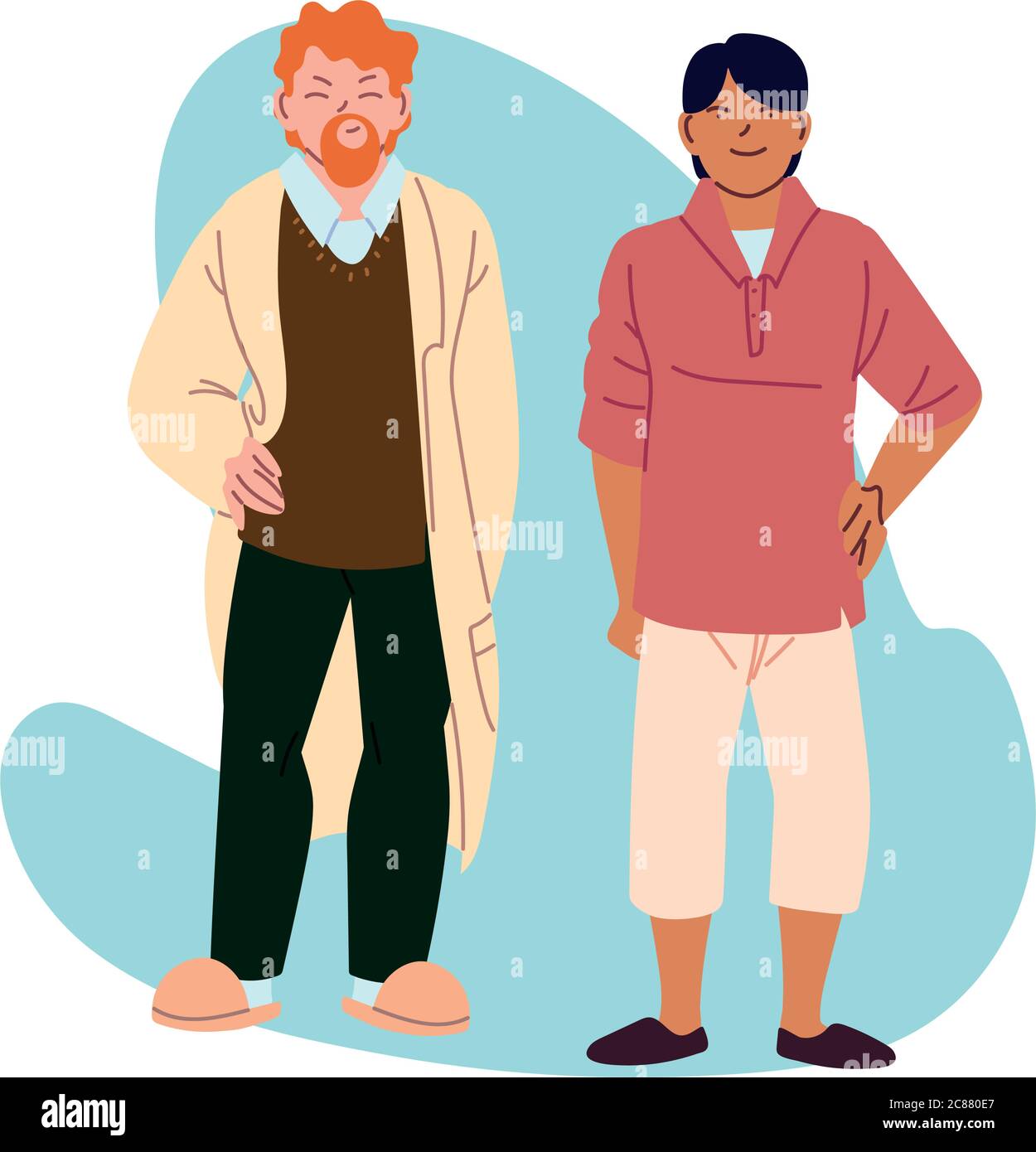 european and latin men cartoons design, Cultural and friendship ...