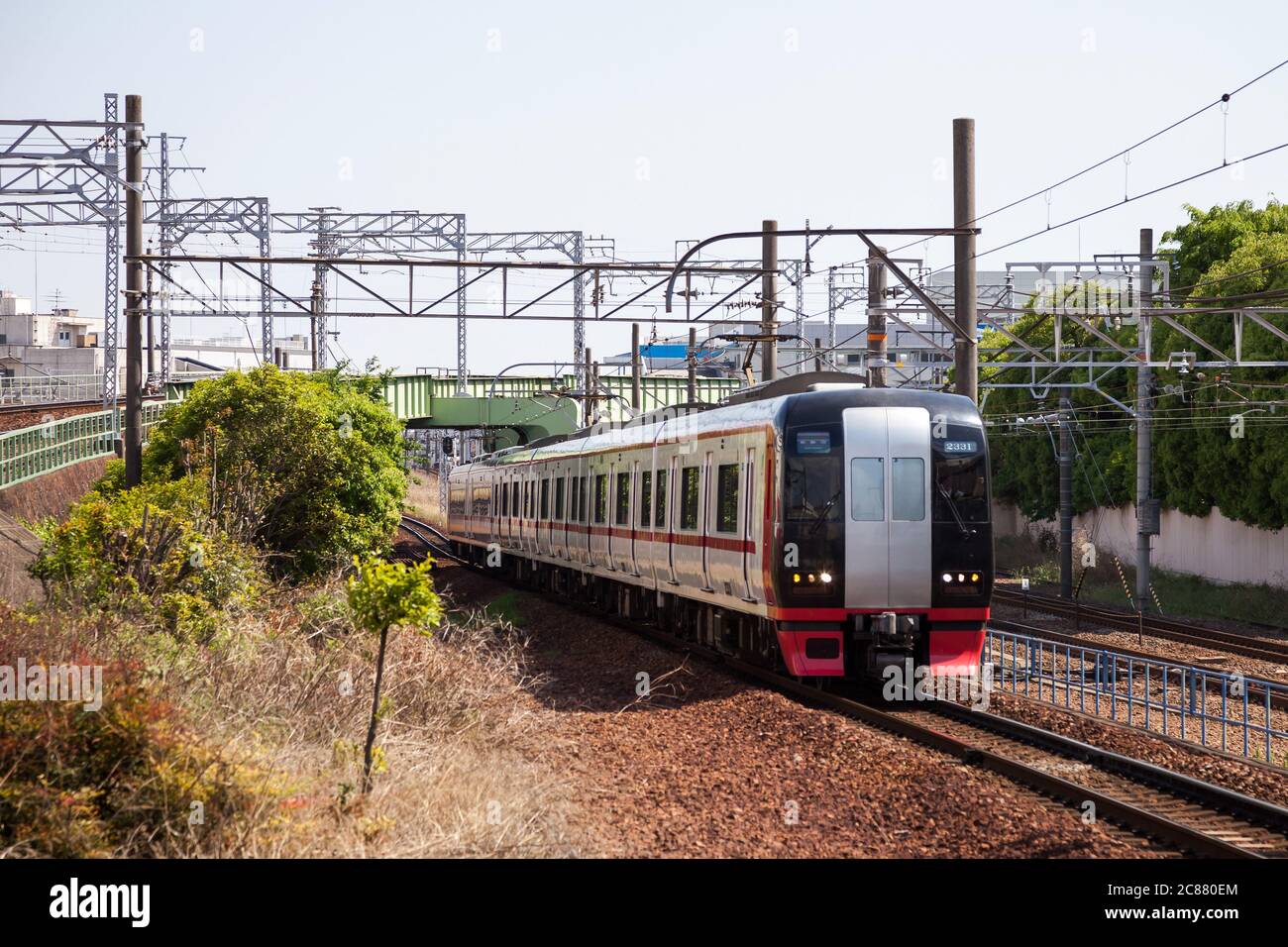 NAGOYA, JAPAN - MAY 04, 2016: Meitetsu Limited Express travels on ...
