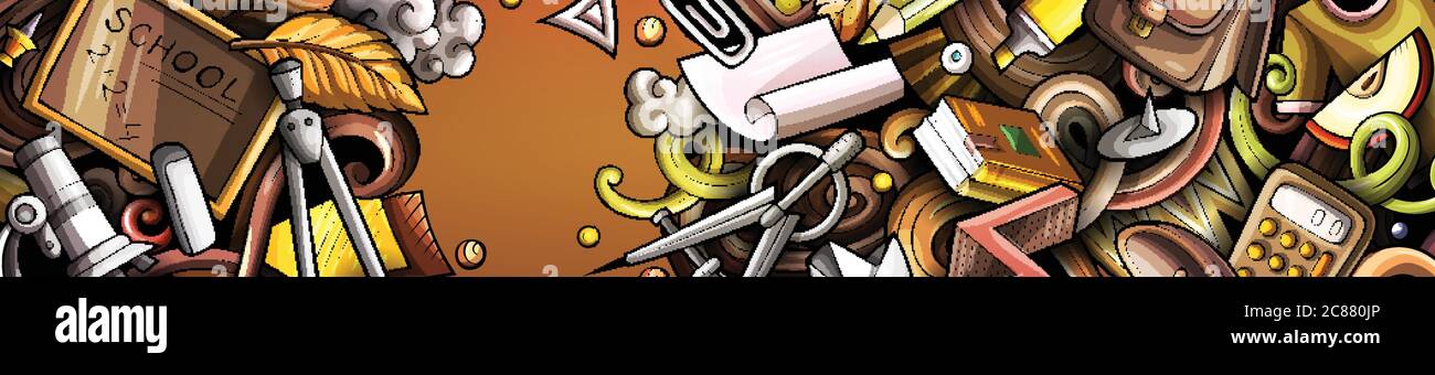 Cartoon cute colorful hand drawn doodles School background Stock Vector ...