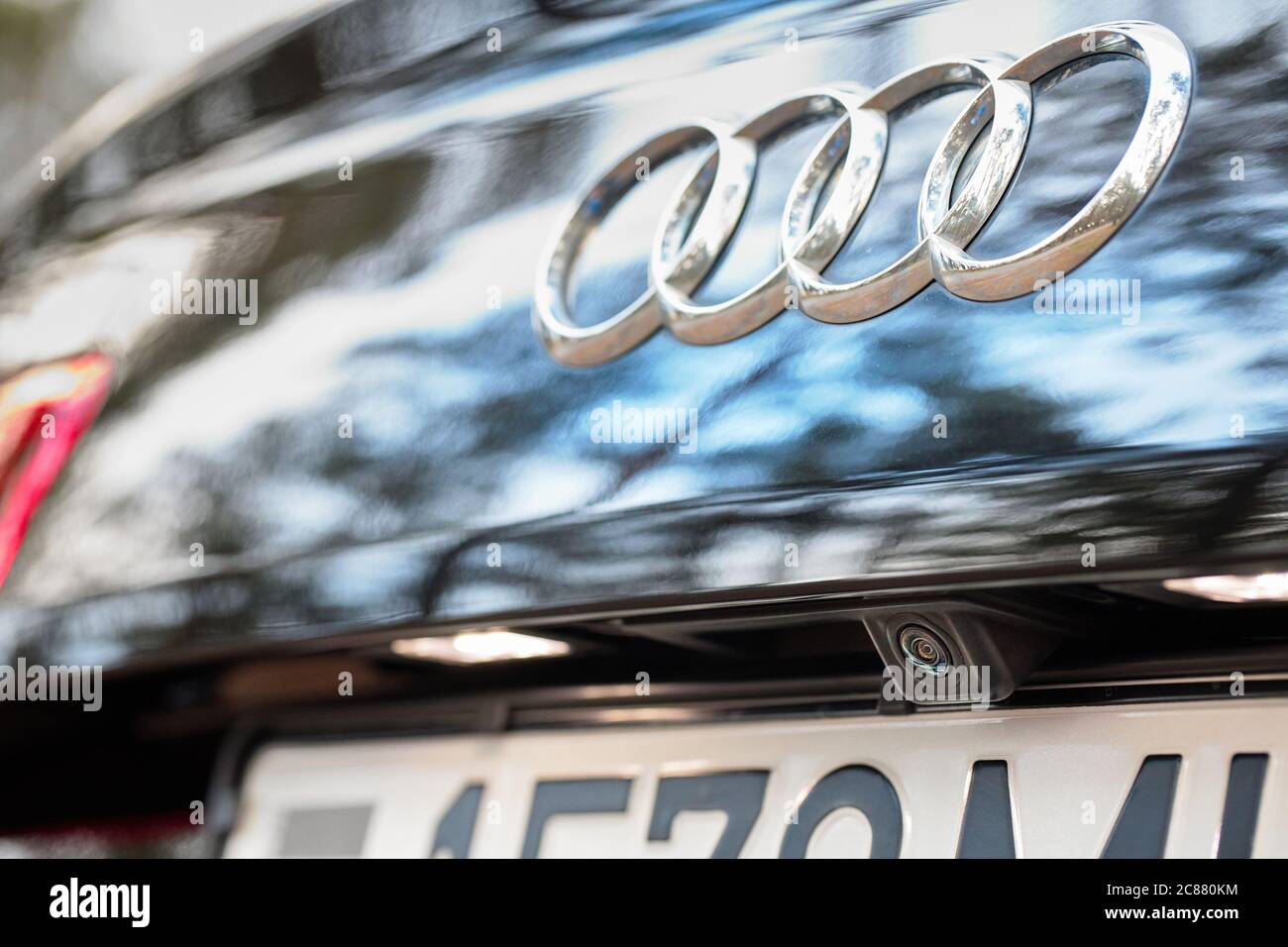 GRODNO, BELARUS - DECEMBER 2019: Audi A6 4G C7 Luxury car rear view ...