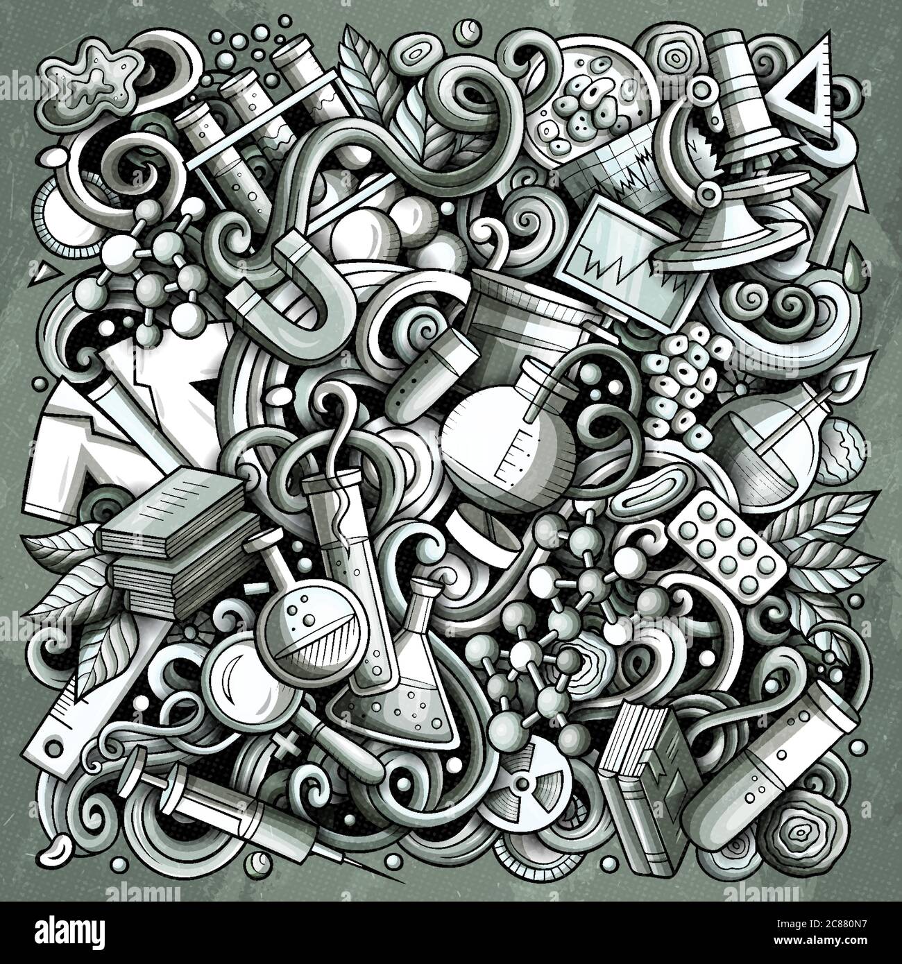 Science hand drawn vector doodles illustration. Poster design Stock ...