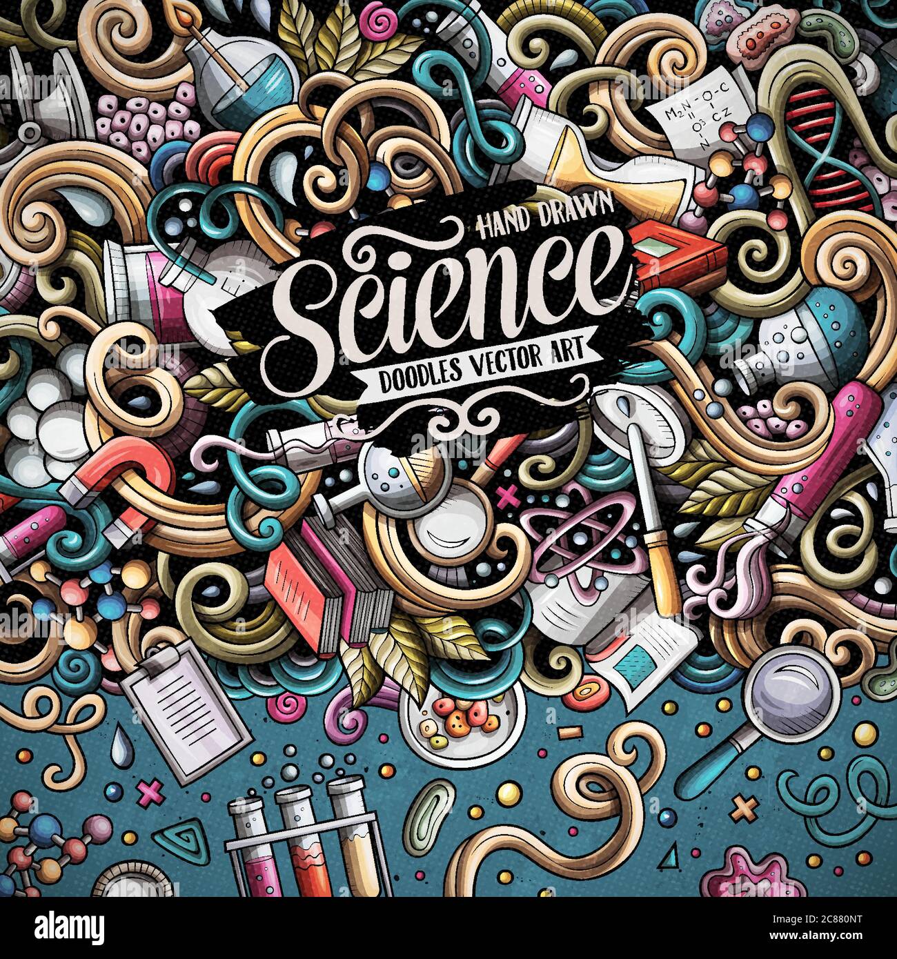 Cartoon cute doodles hand drawn Science frame Stock Vector Image & Art ...