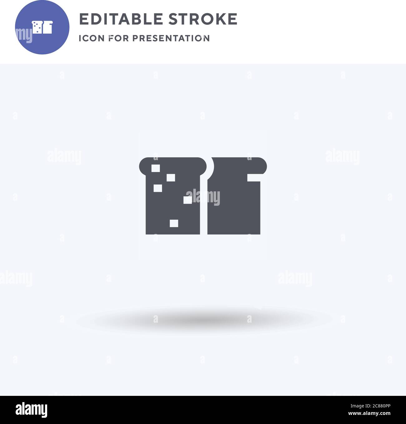 Bread icon vector, filled flat sign, solid pictogram isolated on white ...