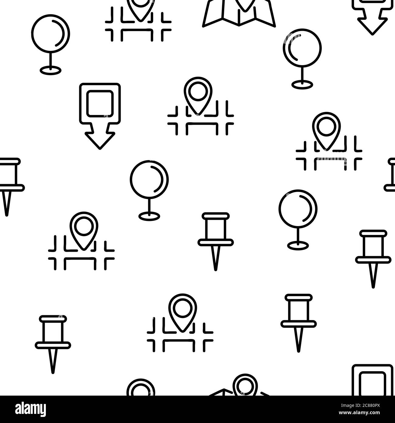 Marker Pointer Gps Map Vector Seamless Pattern Stock Vector Image & Art ...