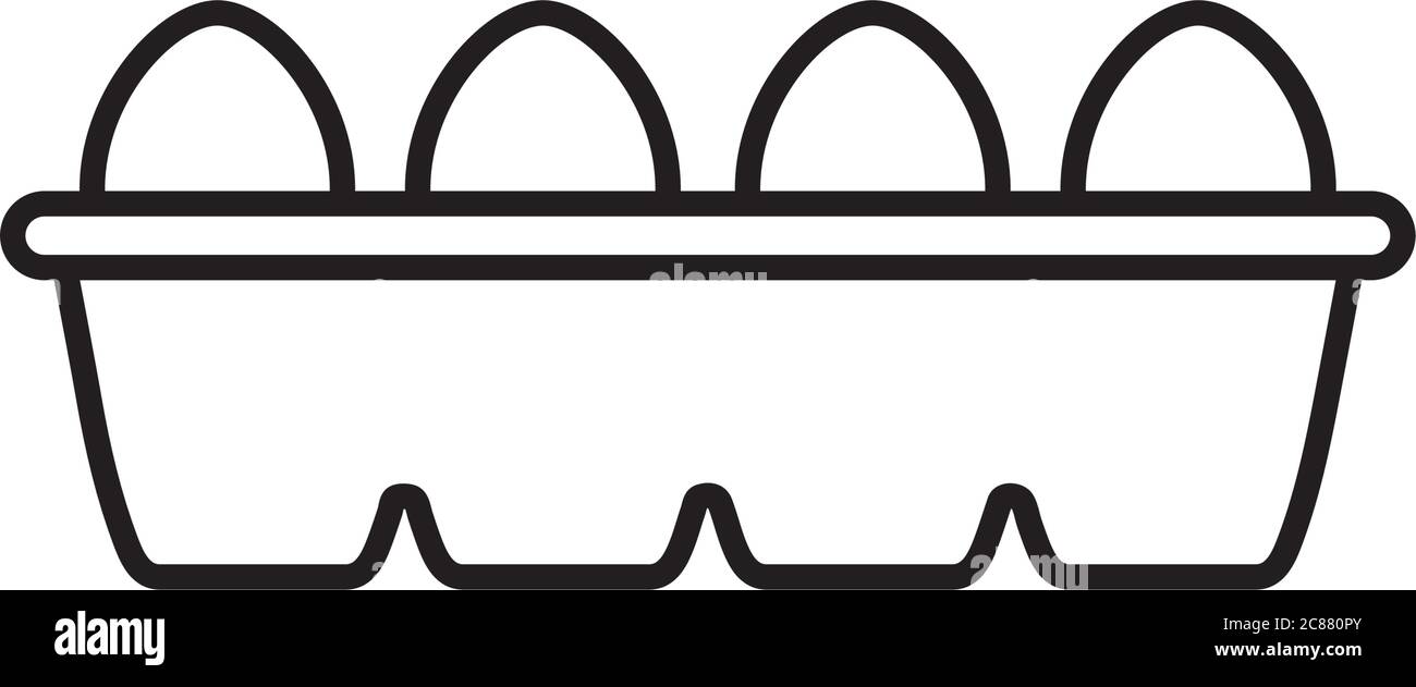 box with eggs icon over white background, line style, vector ...