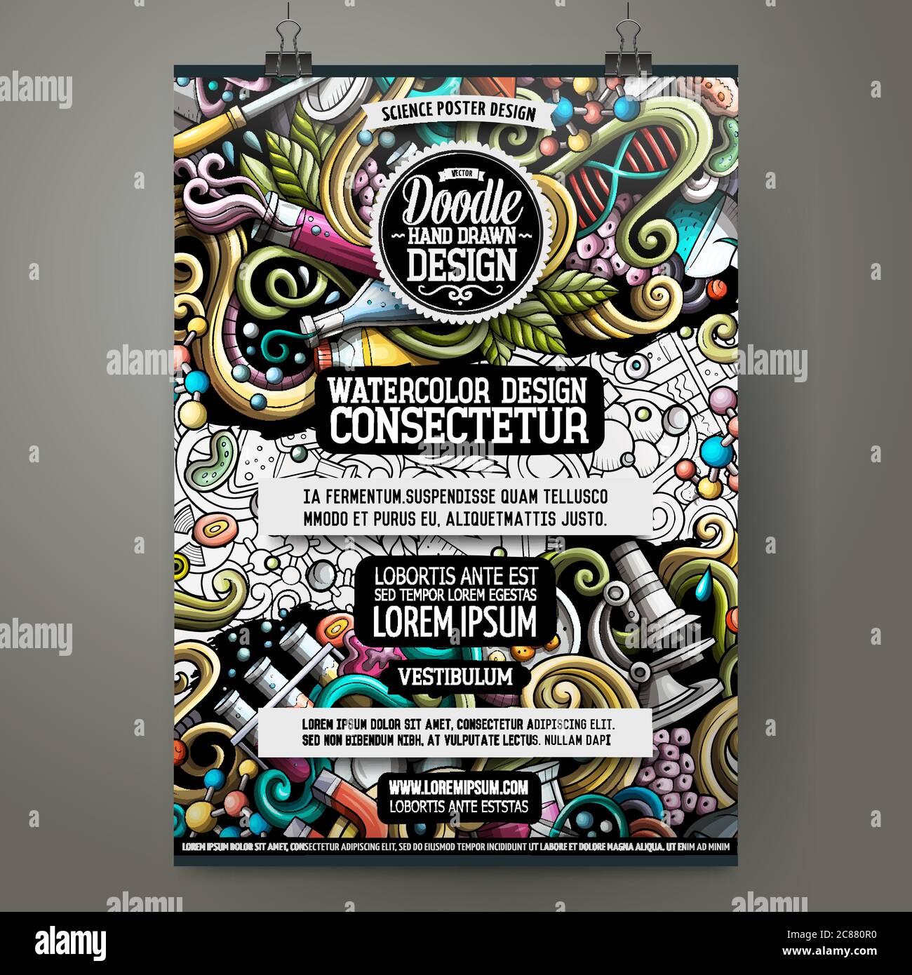 Cartoon hand drawn doodles Science poster design Stock Vector Image ...