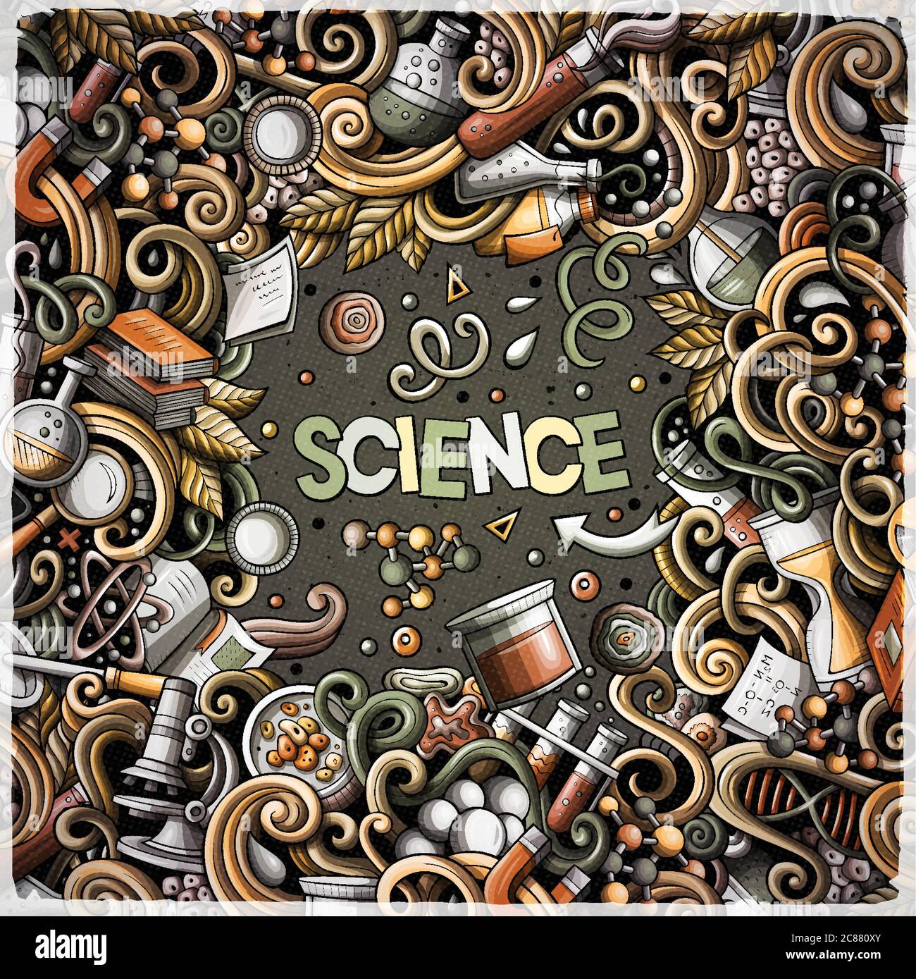 Cartoon cute doodles hand drawn Science frame Stock Vector Image & Art ...