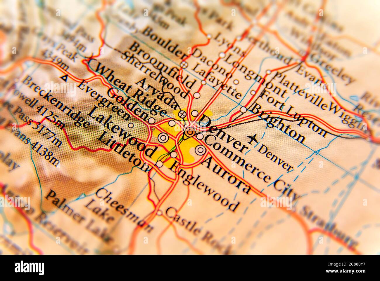 Geographic map of Denver city in USA Stock Photo - Alamy