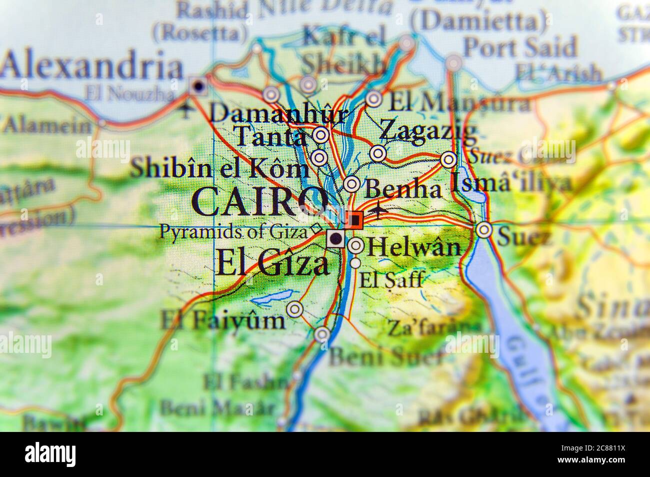 Geographic map of Egypt with capital city Cairo Stock Photo - Alamy