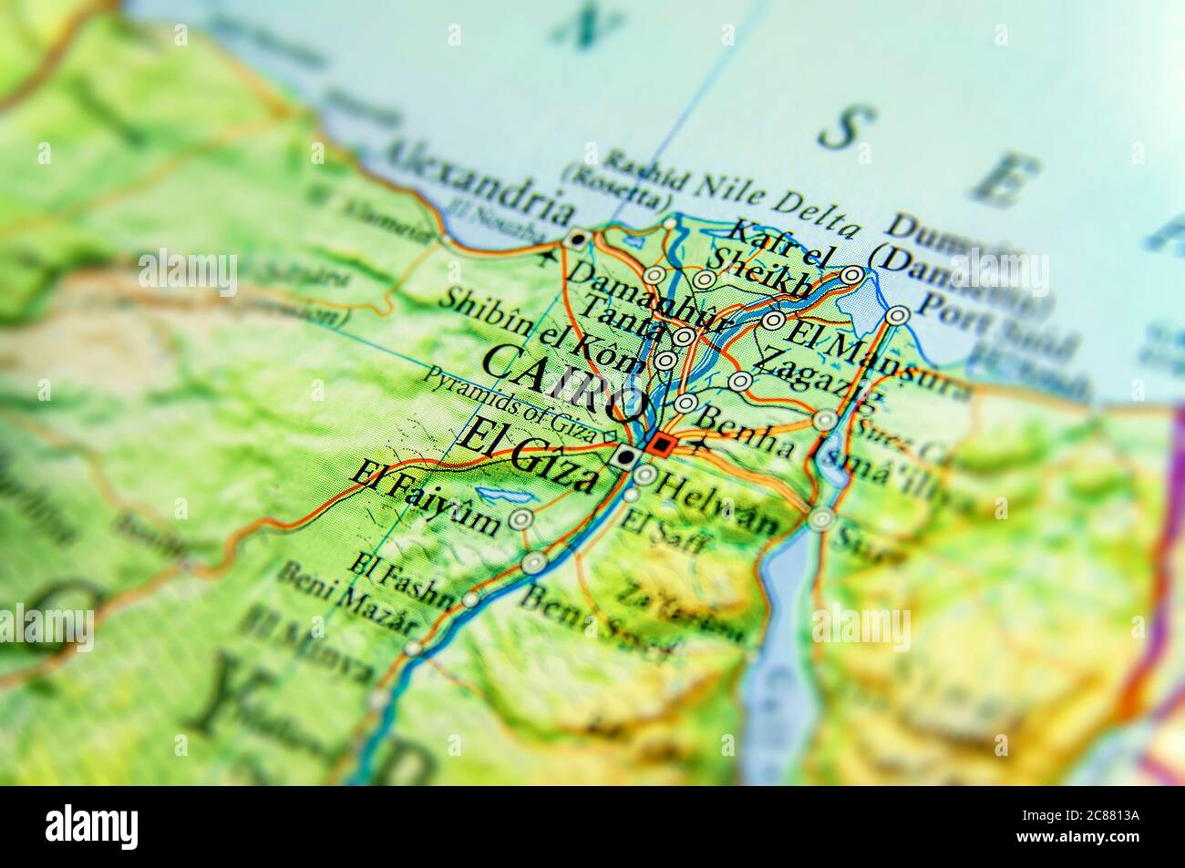 Geographic map of Egypt with capital city Cairo Stock Photo - Alamy