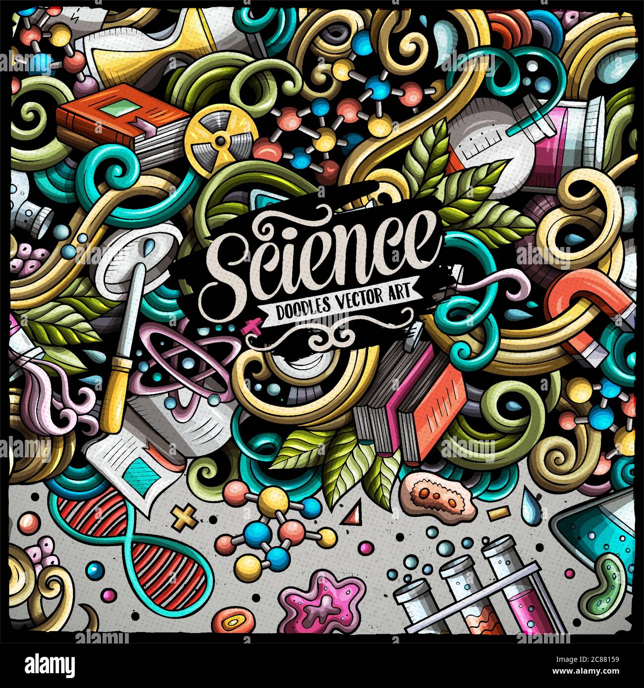 Cartoon cute doodles hand drawn Science frame Stock Vector Image & Art ...
