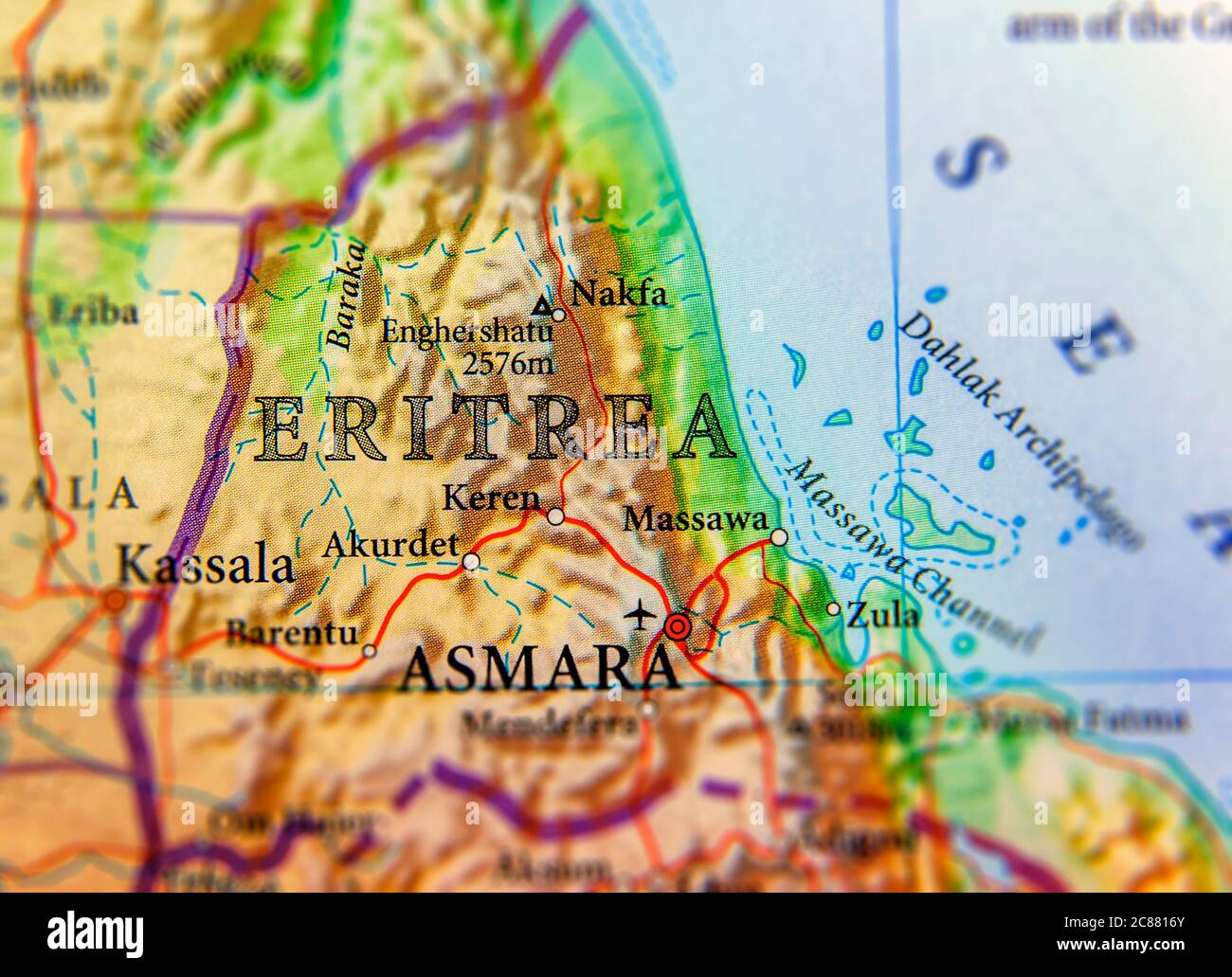 Geographic map of Eritrea with important cities Stock Photo - Alamy