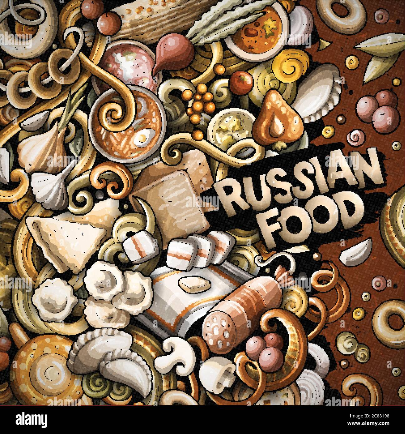 Cartoon vector doodles Russian food frame Stock Vector Image & Art - Alamy