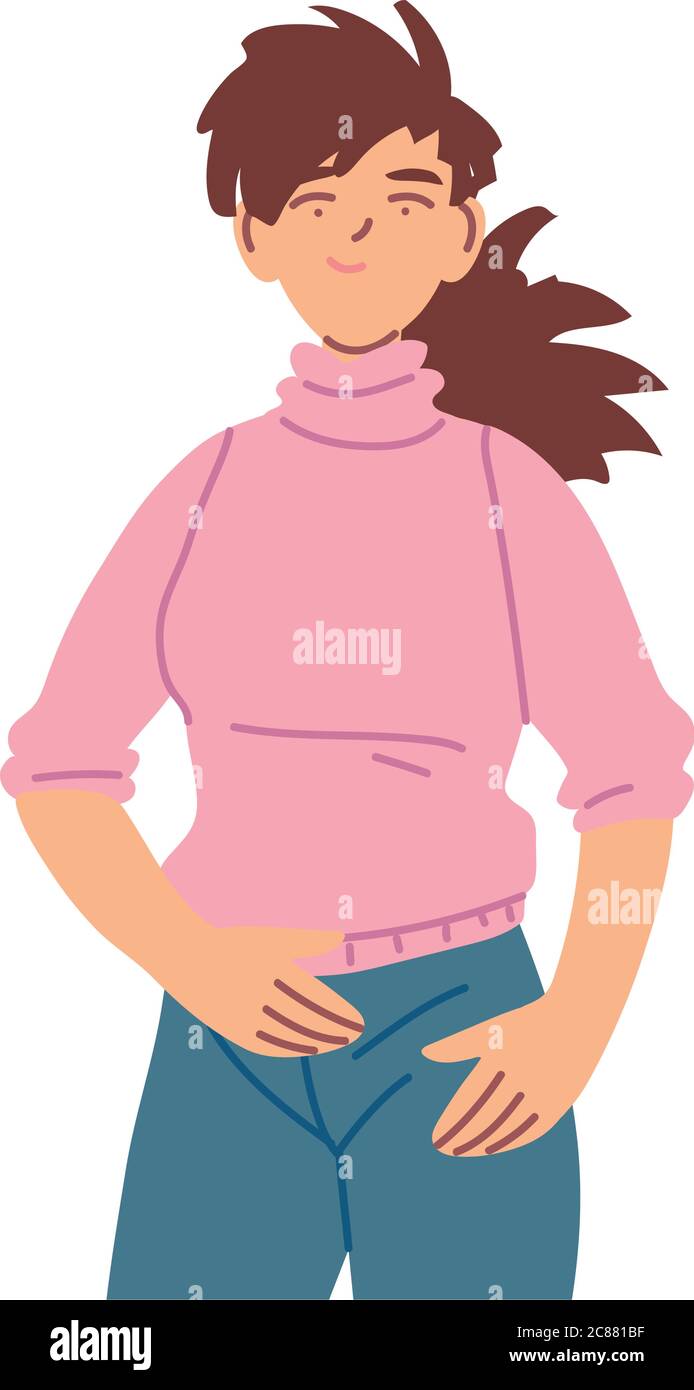 browh hair woman cartoon design, Girl female person people human and ...