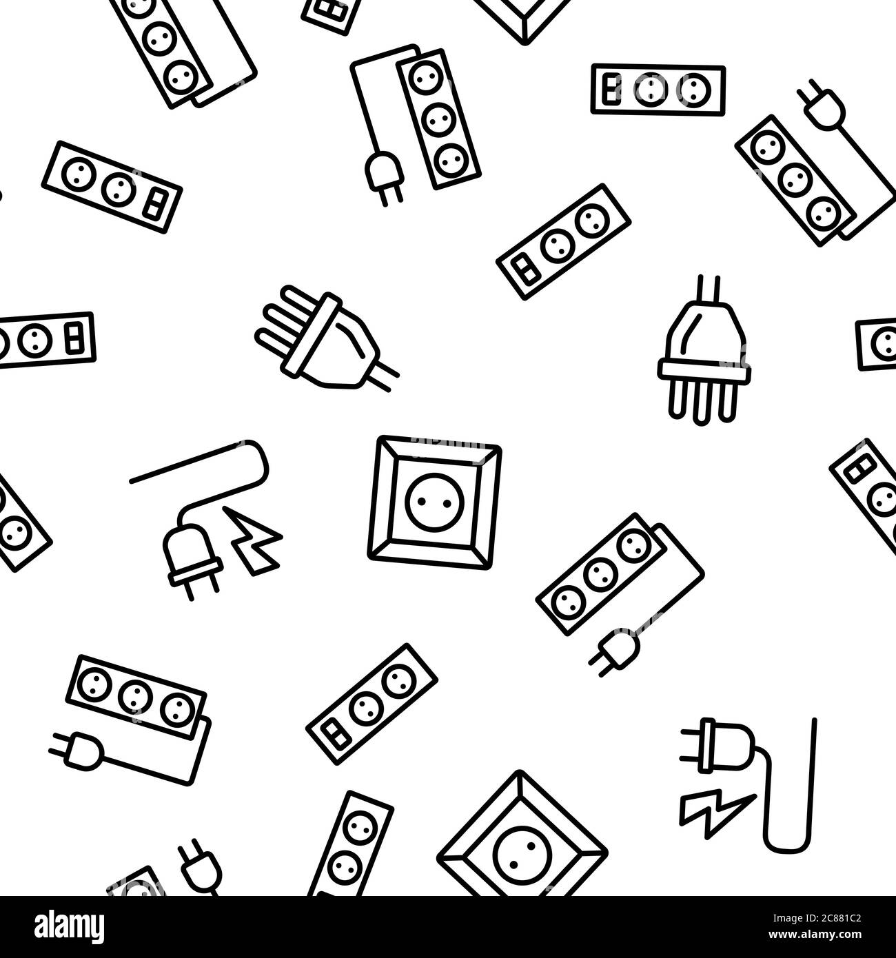 Electric Power Socket Vector Seamless Pattern Stock Vector Image & Art ...