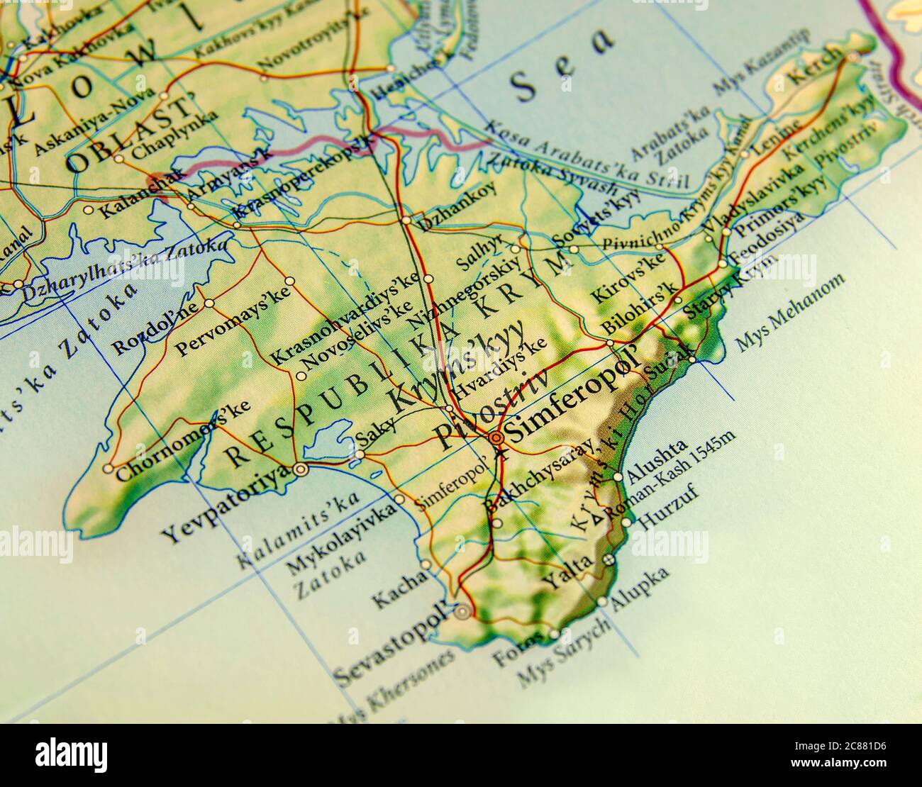 Geographic map of European Autonomous Republic of Crimea Stock Photo ...