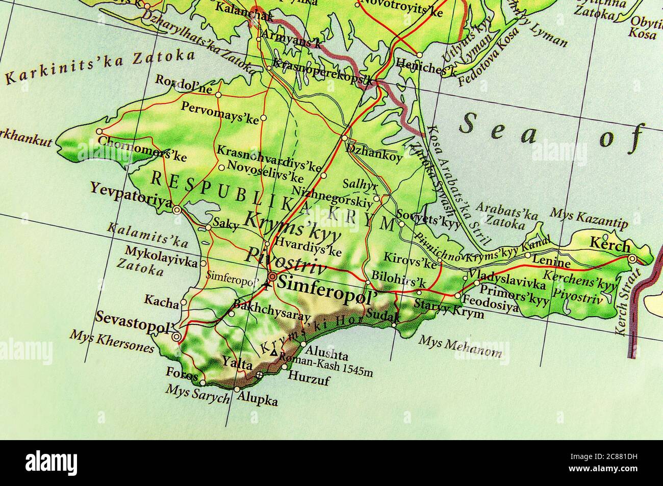 Geographic map of European Autonomous Republic of Crimea Stock Photo ...