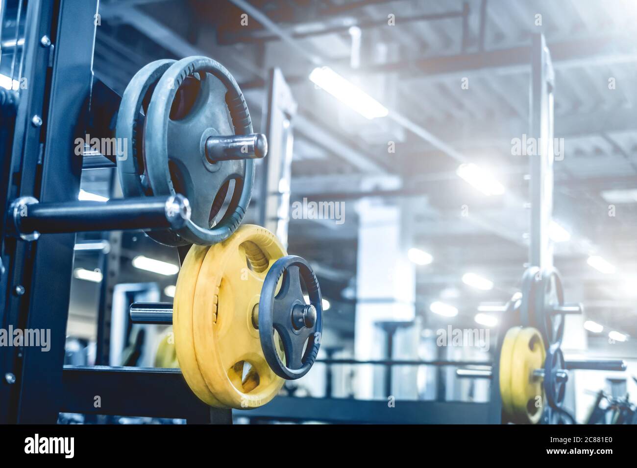 Rod weights in light modern athletic club Stock Photo - Alamy