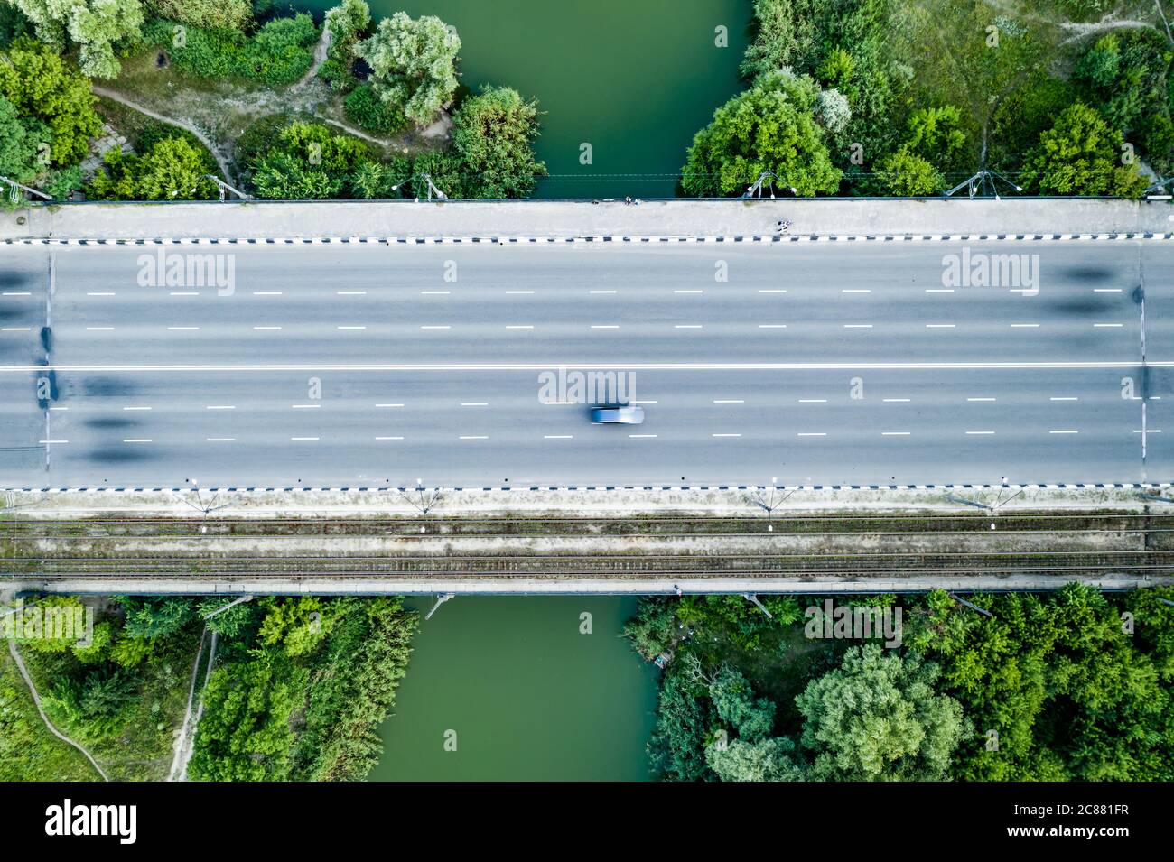 Bridge with road over the river, view from high Stock Photo - Alamy