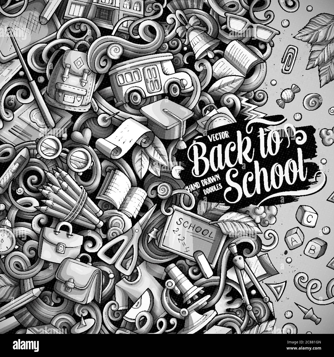 Back school doodles border supplies hi-res stock photography and images ...