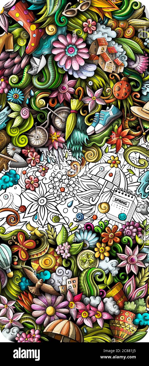 Spring hand drawn doodle banner. Cartoon detailed flyer Stock Vector ...