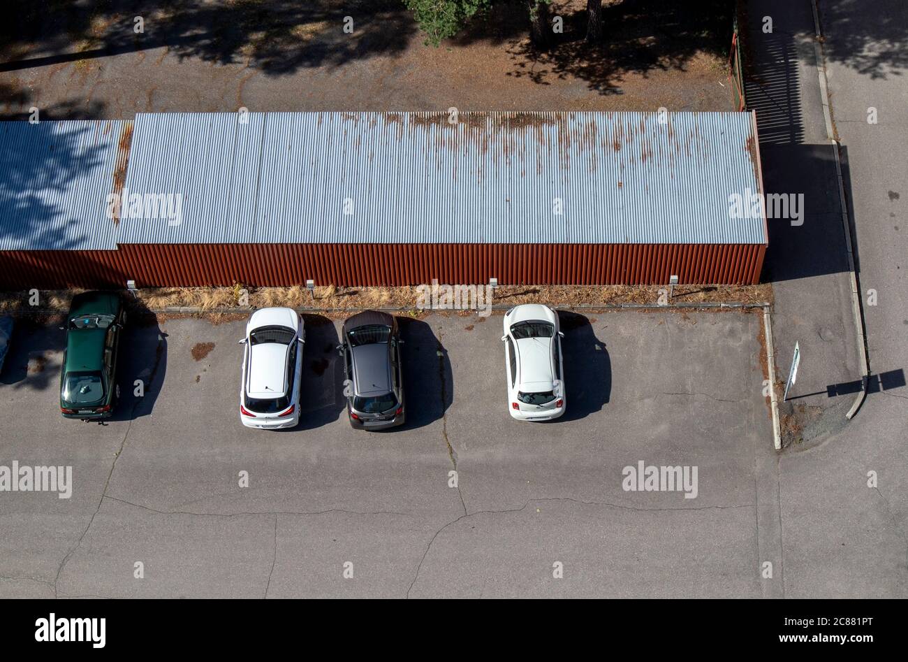 High view scenery of cars in park in Varkaus, Finland Stock Photo - Alamy