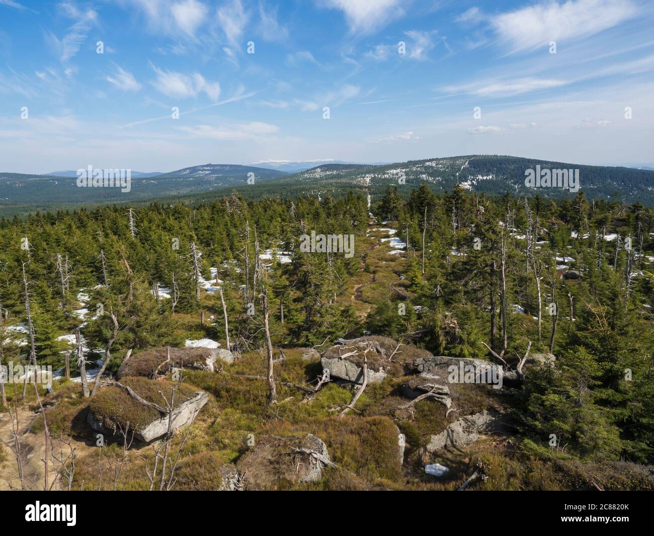 landscape of Jizera Mountains jizerske hory, view from peak of holubnik ...