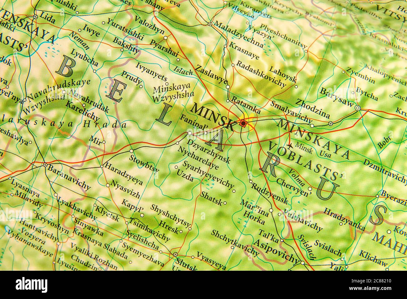 Geographic map of European country Belarus with important cities Stock ...