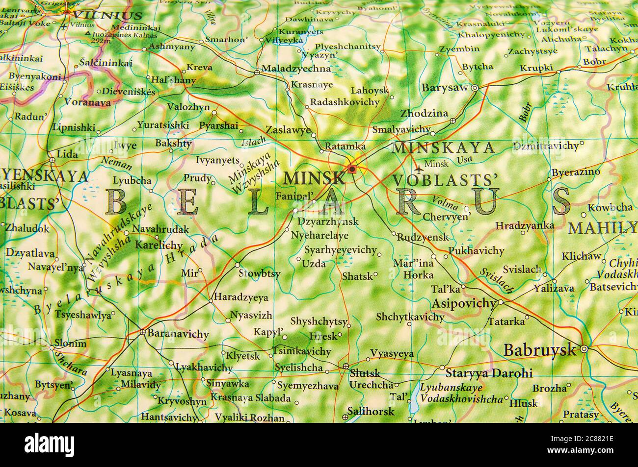 Geographic map of European country Belarus with important cities Stock ...