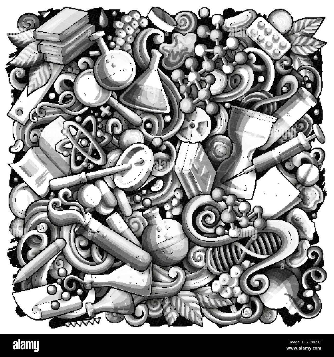 Science hand drawn vector doodles illustration. Poster design Stock ...