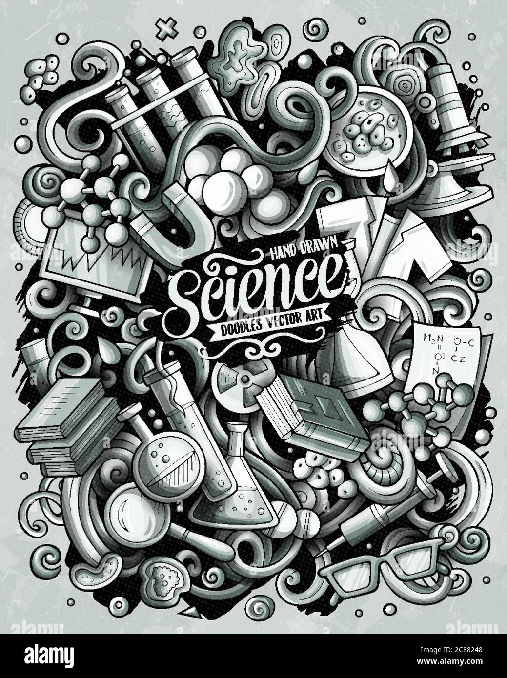 Science hand drawn vector doodles illustration. Poster design Stock ...