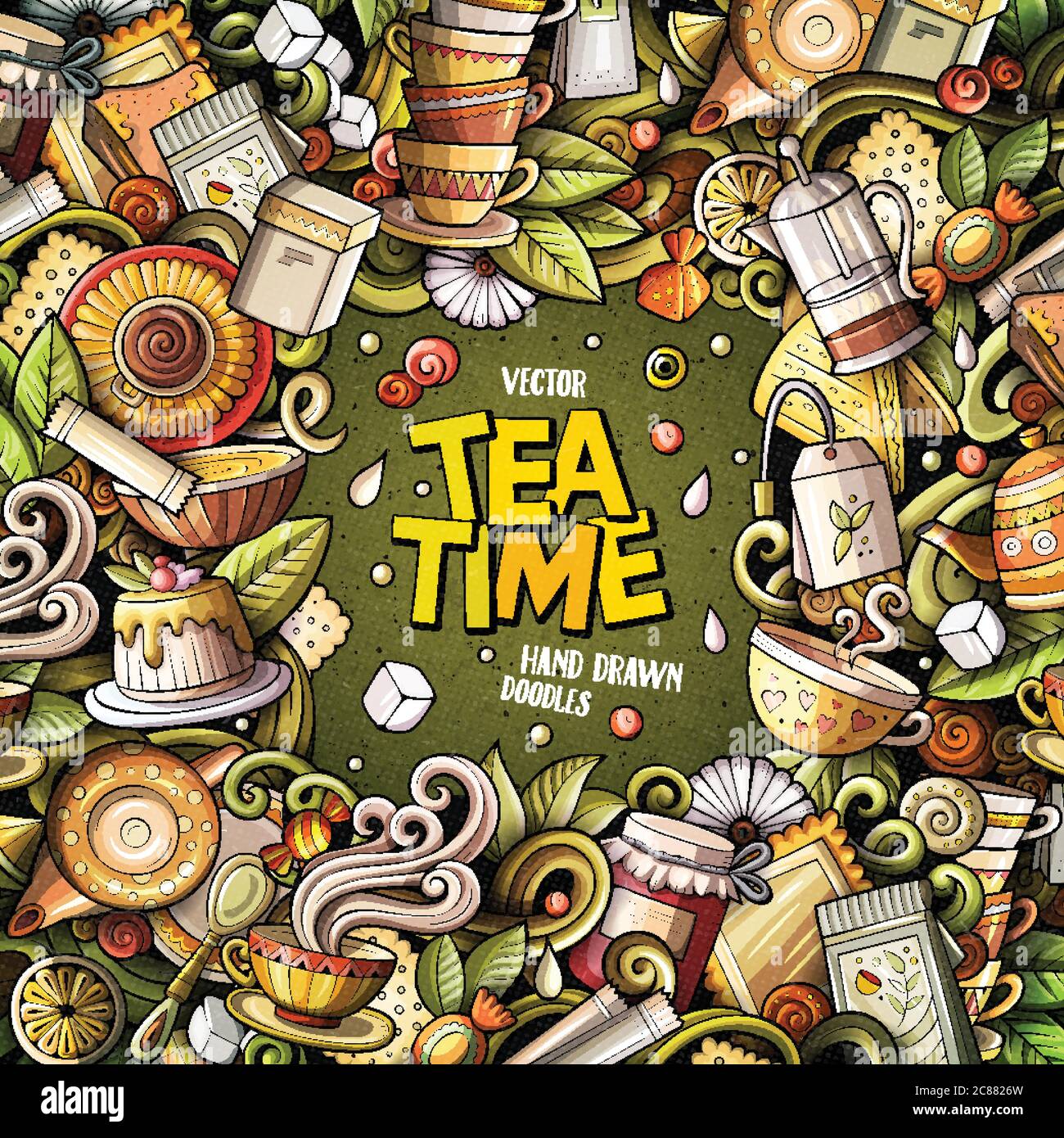 Cartoon vector doodles Tea time frame Stock Vector Image & Art - Alamy Cartoon vector doodles Tea time frame Stock Vector Image & Art - Alamy