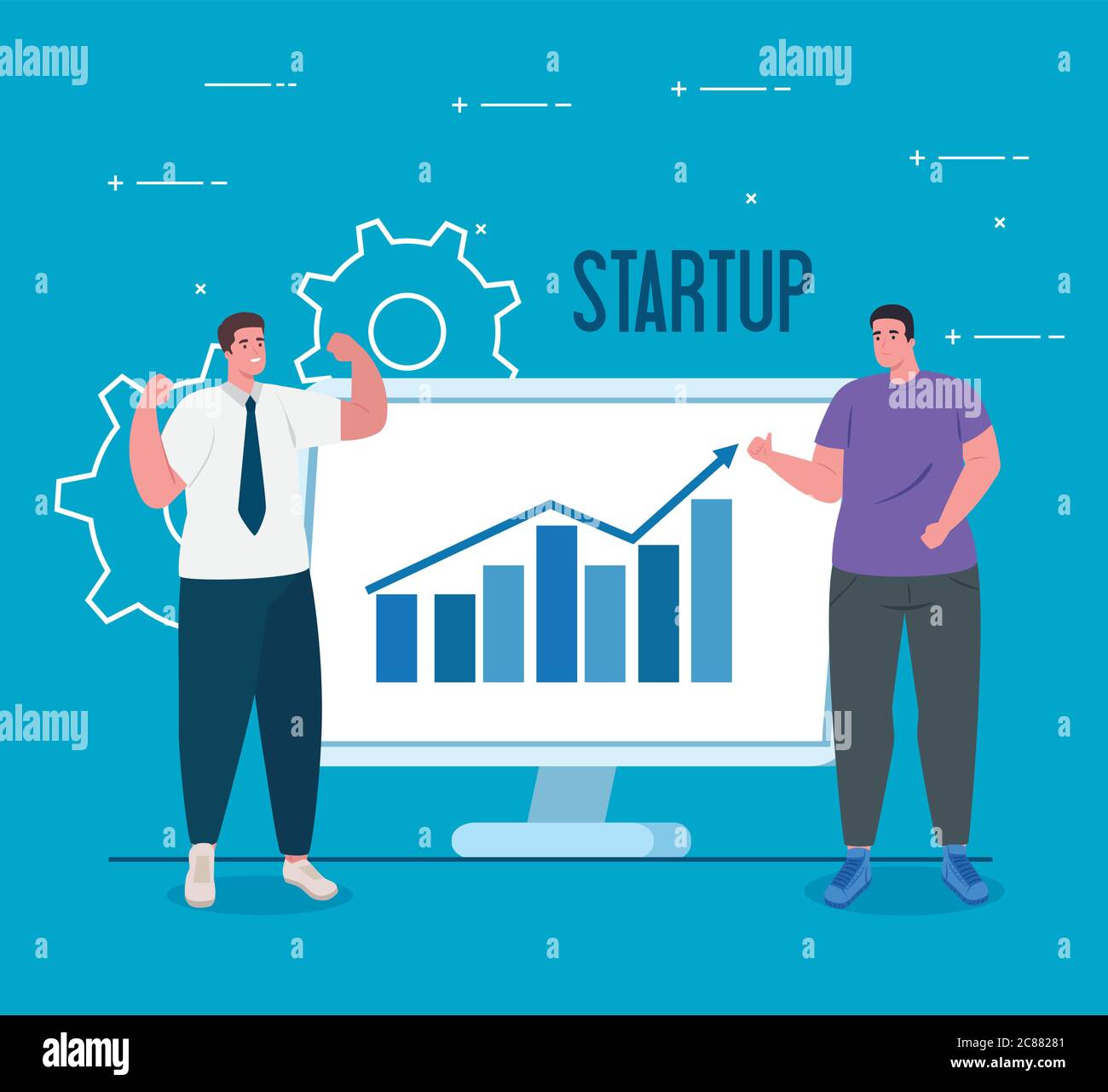 business start up concept, banner, business object startup process ...