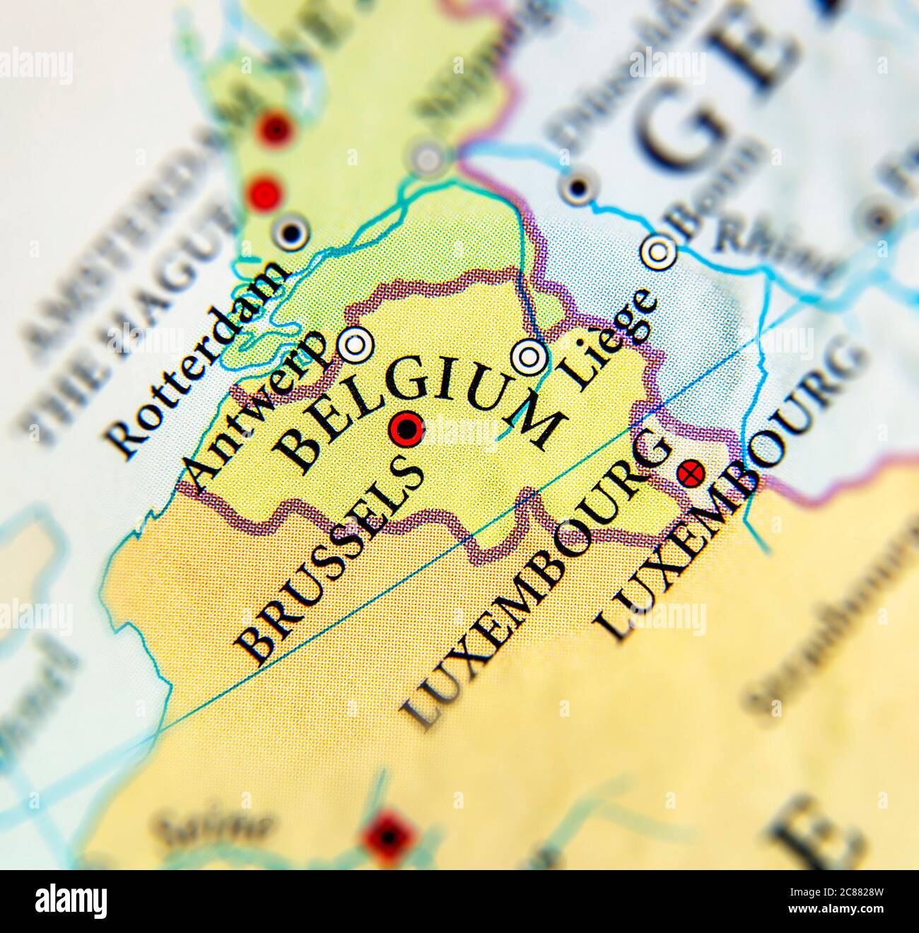 Geographic map of European country Belgium with important cities Stock ...
