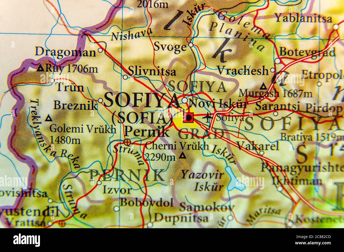 Geographic map of European country Bulgaria with Sofia city Stock Photo ...