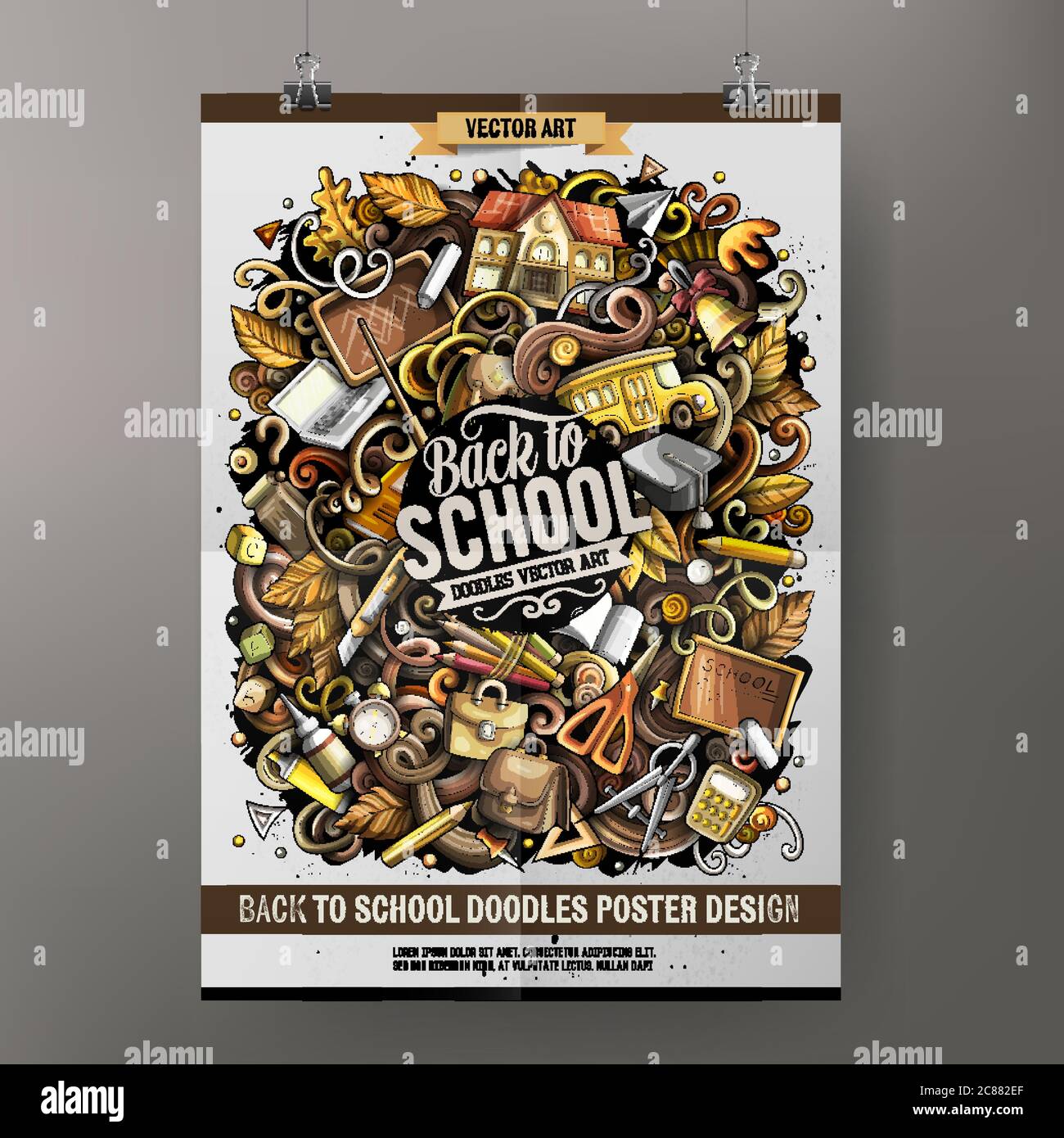 Cartoon hand drawn doodles School poster design Stock Vector Image ...