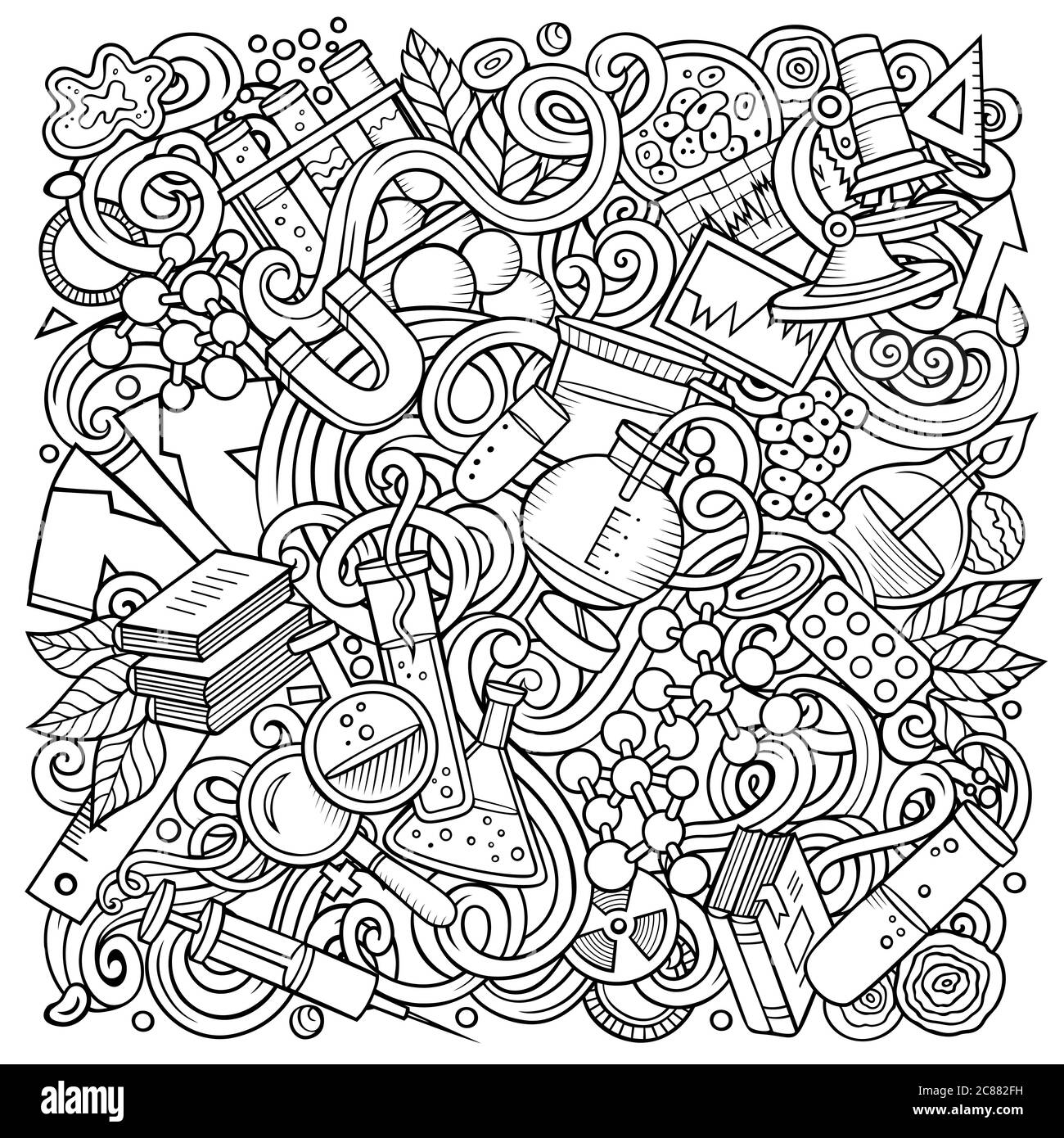 Science hand drawn vector doodles illustration. Poster design Stock ...