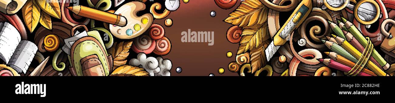 Cartoon cute colorful hand drawn doodles School background Stock Vector ...