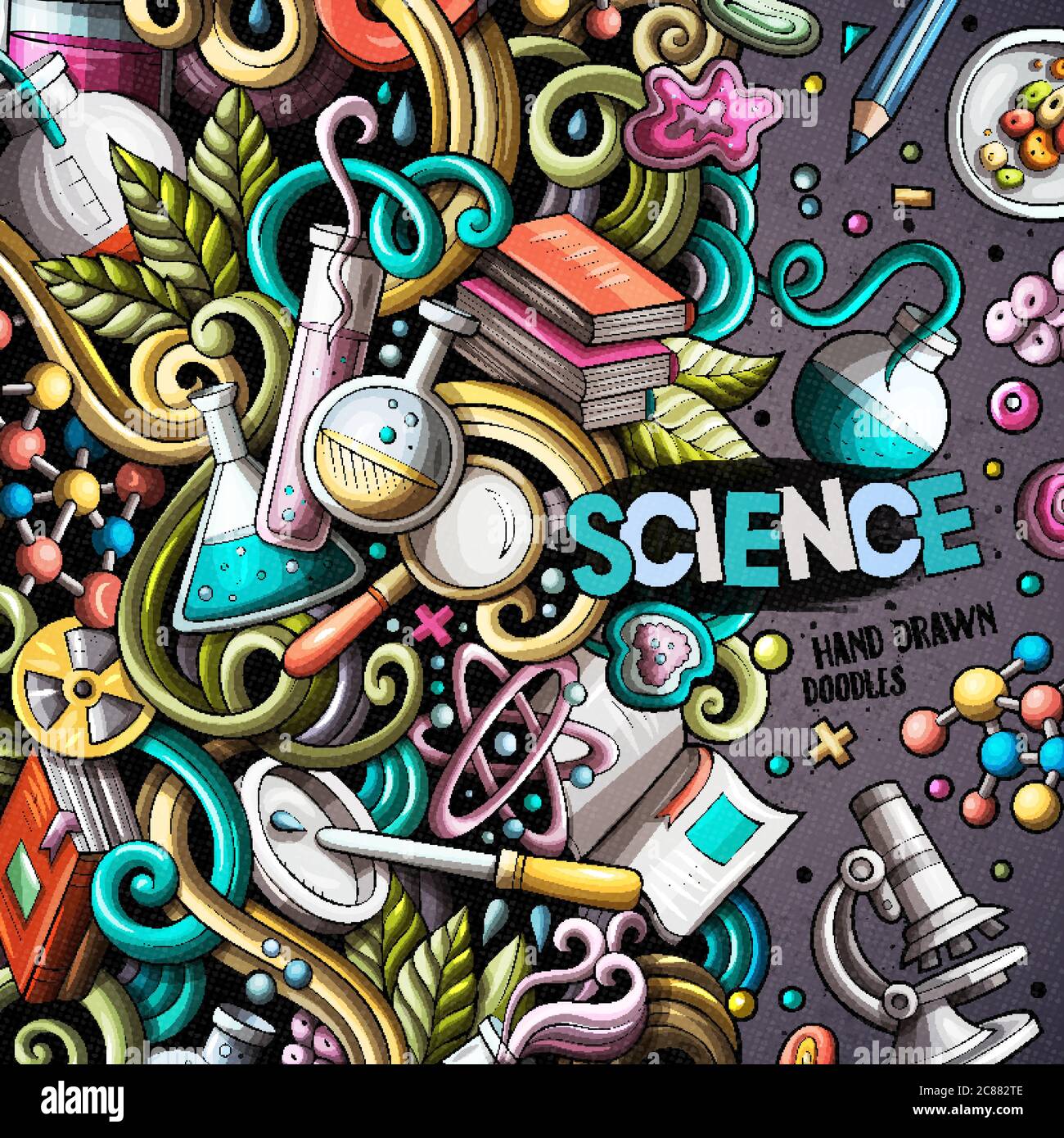 Cartoon cute doodles hand drawn Science frame Stock Vector Image & Art ...