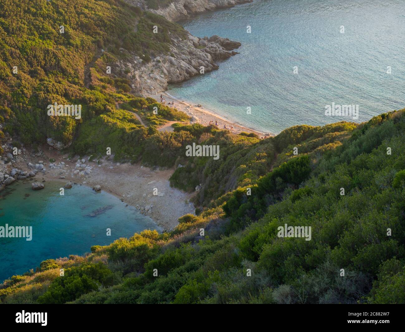 Corfu, Greece, Porto Timoni. View of the most famous double beach and ...