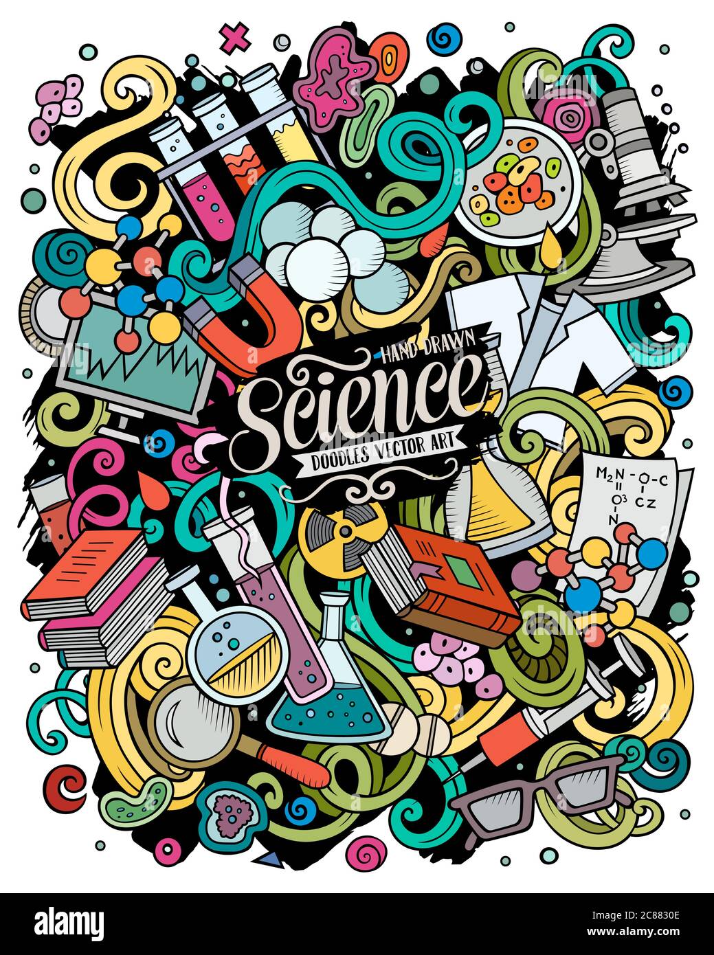 Science hand drawn vector doodles illustration. Poster design Stock ...