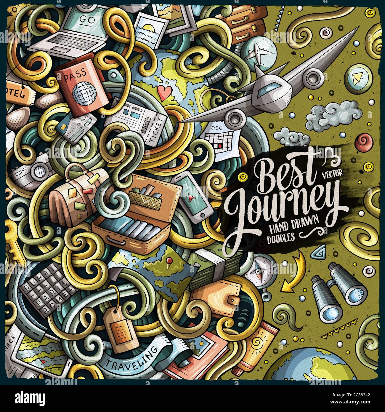 Cartoon cute doodles Travel frame design Stock Vector Image & Art - Alamy