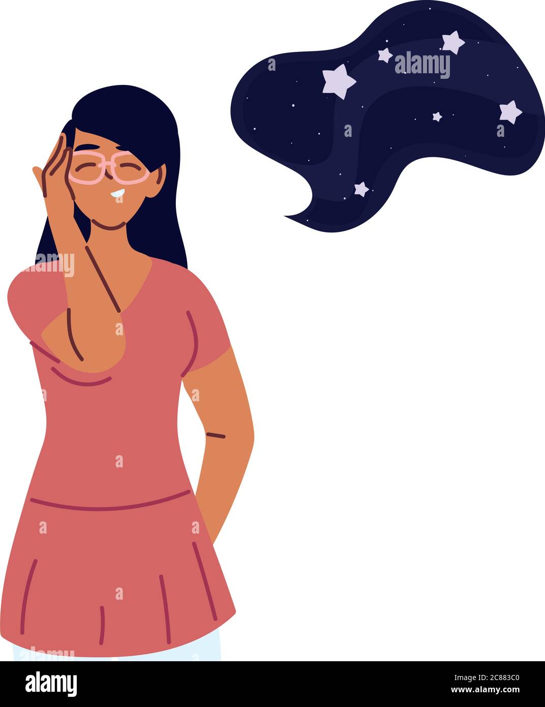 latin woman cartoon with night bubble design, Girl female person people ...